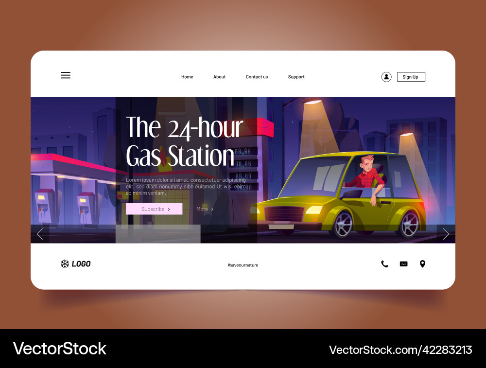 24 hour gas station banner Royalty Free Vector Image