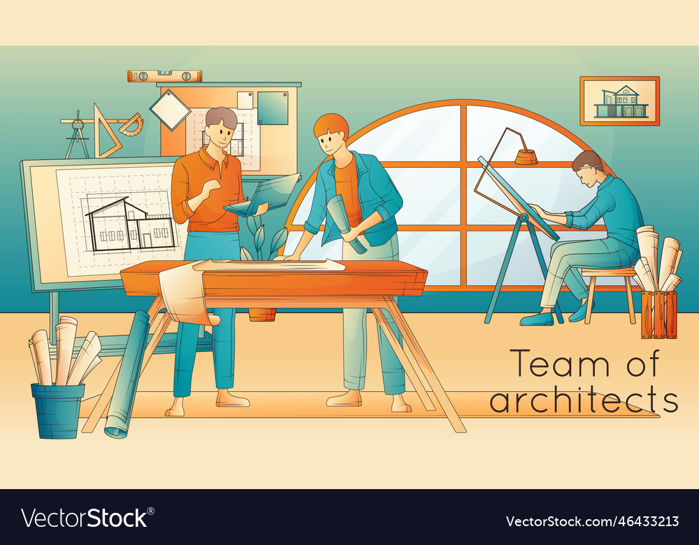 Architects flat Royalty Free Vector Image - VectorStock