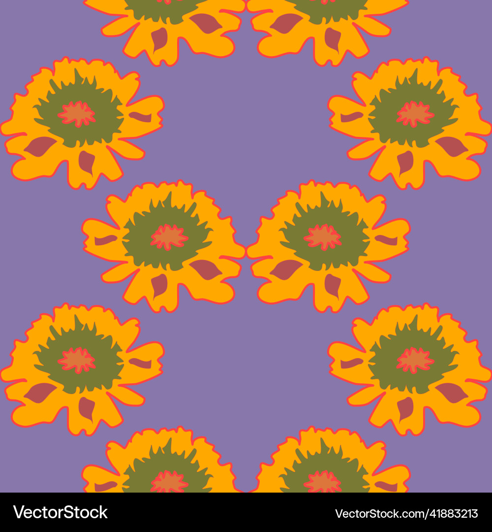 Bright and colorful yellow flower art pattern Vector Image