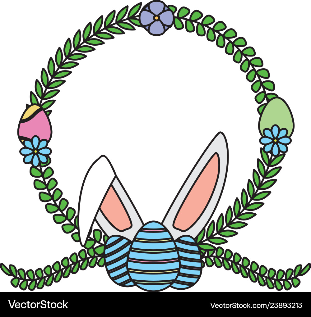 Easter eggs ears wreath flower Royalty Free Vector Image