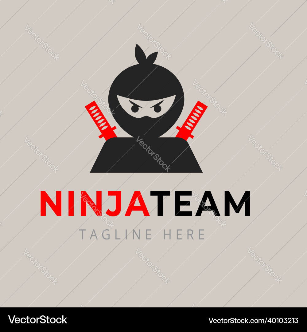 Flat design ninja logo template for e-sport Vector Image