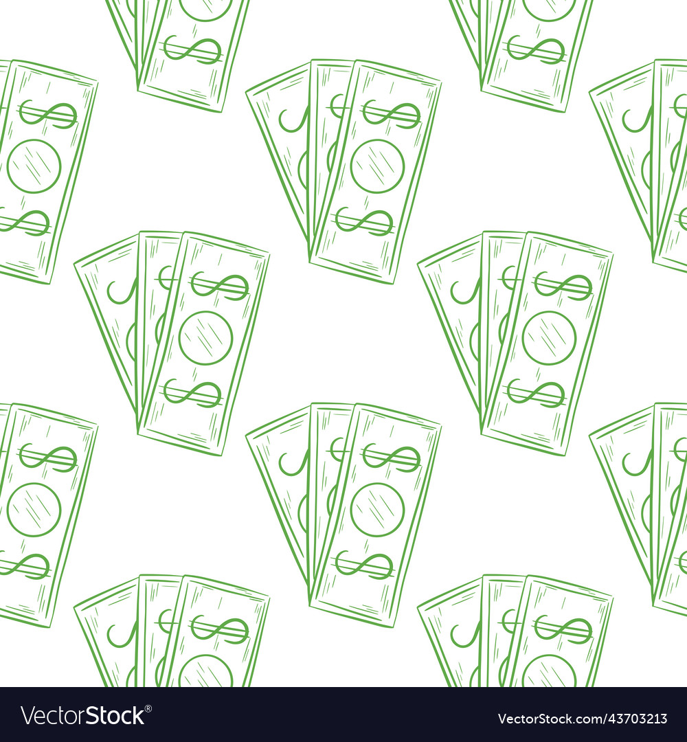 Hand drawn dollars seamless pattern Royalty Free Vector