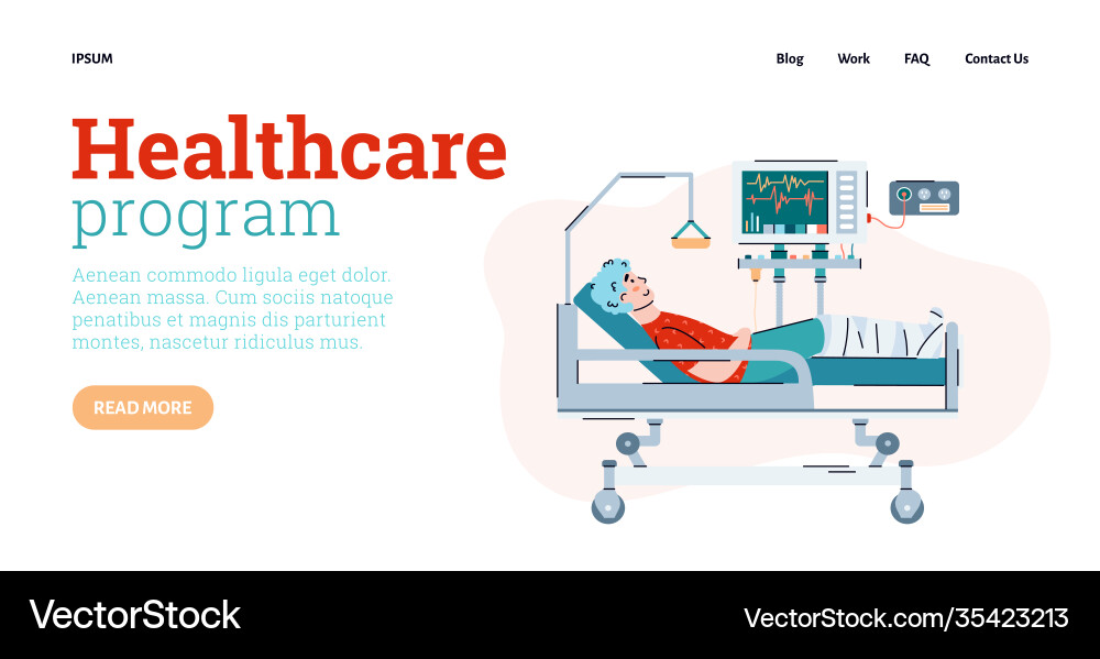 Health care program website with patient Vector Image