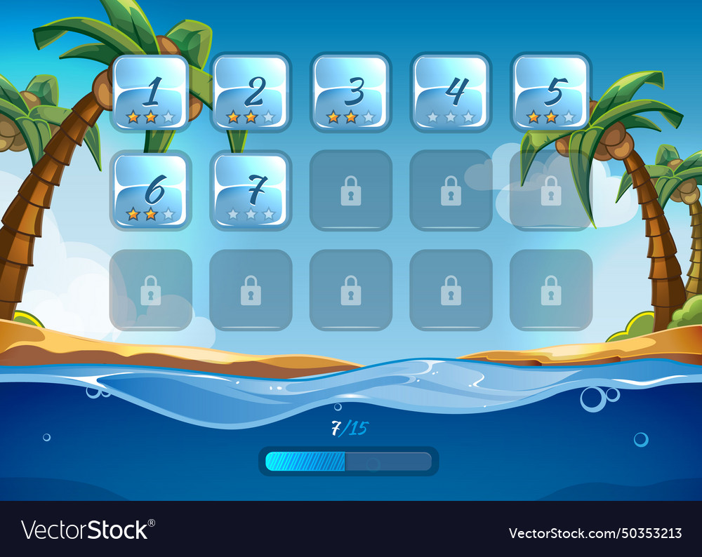 Island game background with user interface ui Vector Image