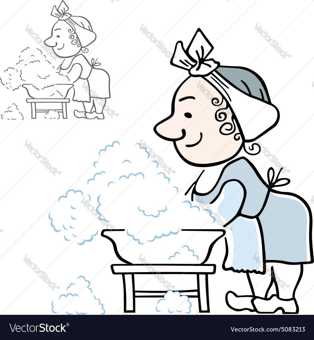 Lady doing laundry Royalty Free Vector Image - VectorStock