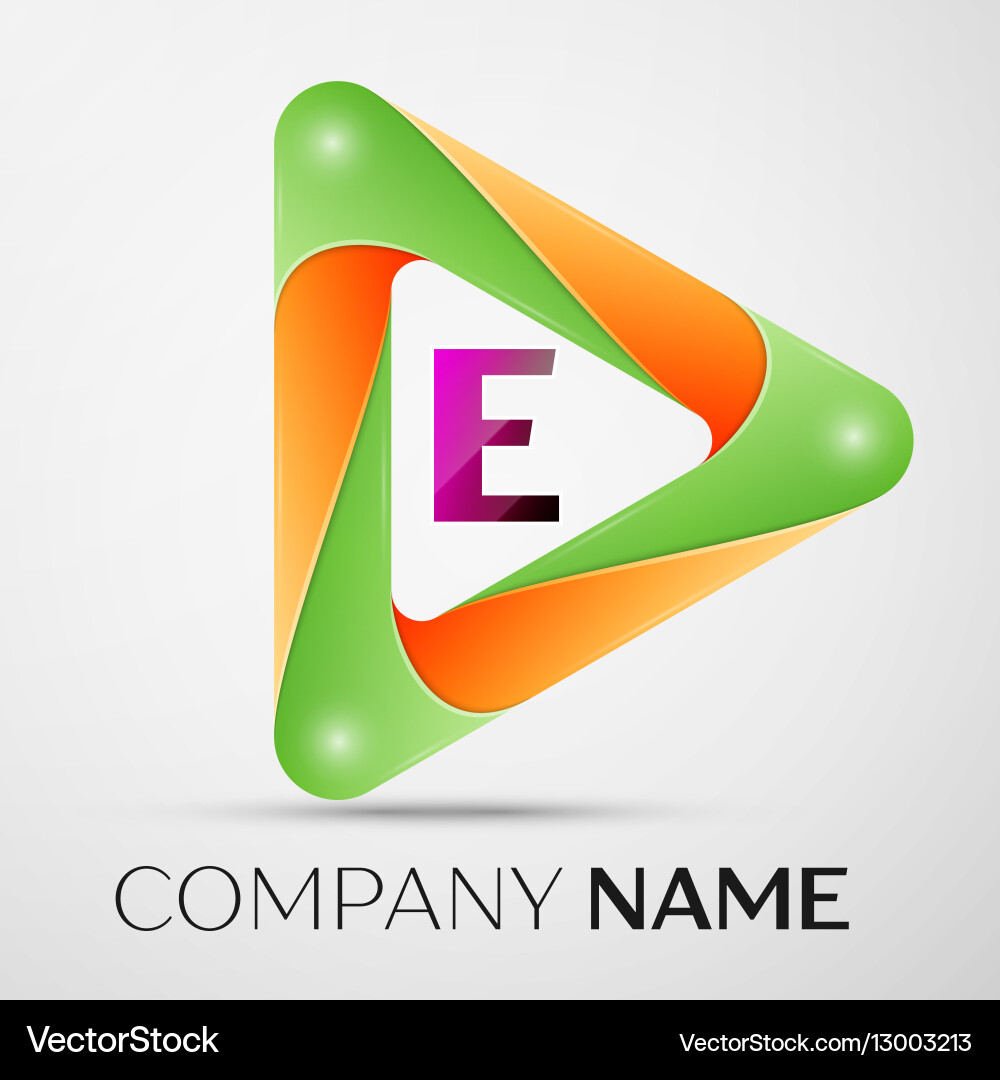 Letter e logo symbol in the colorful triangle Vector Image