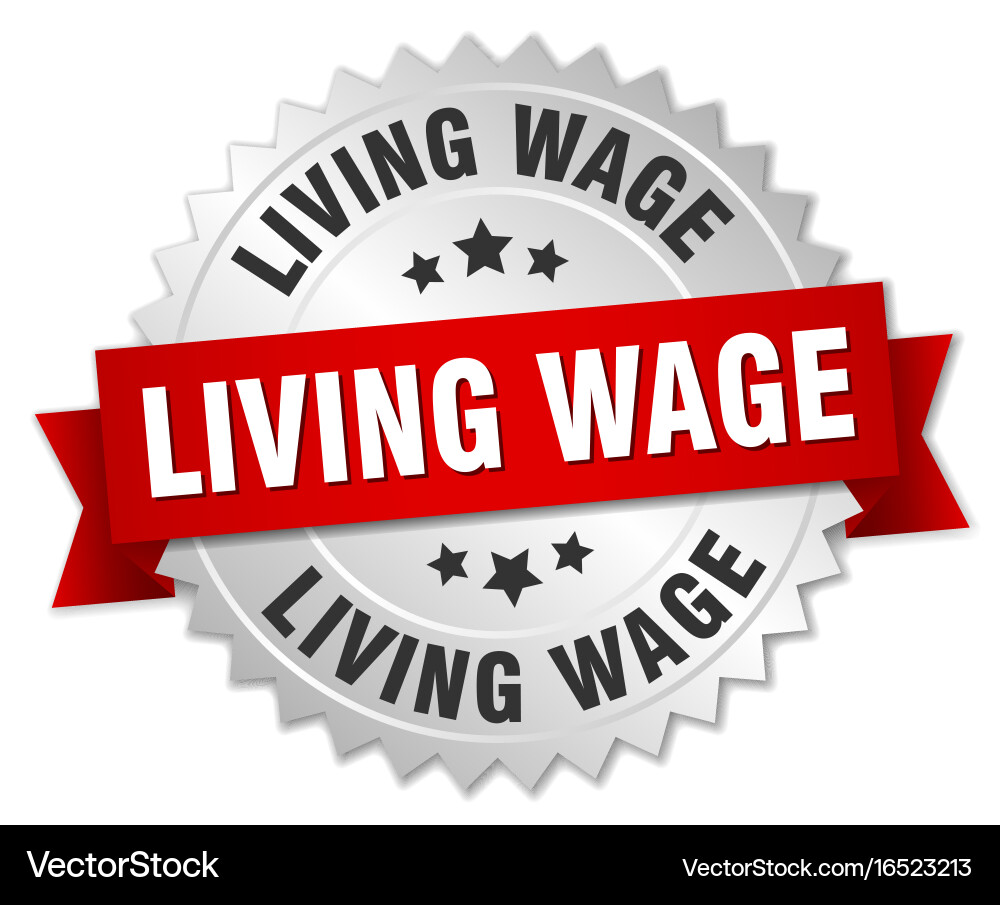Living wage round isolated silver badge Royalty Free Vector