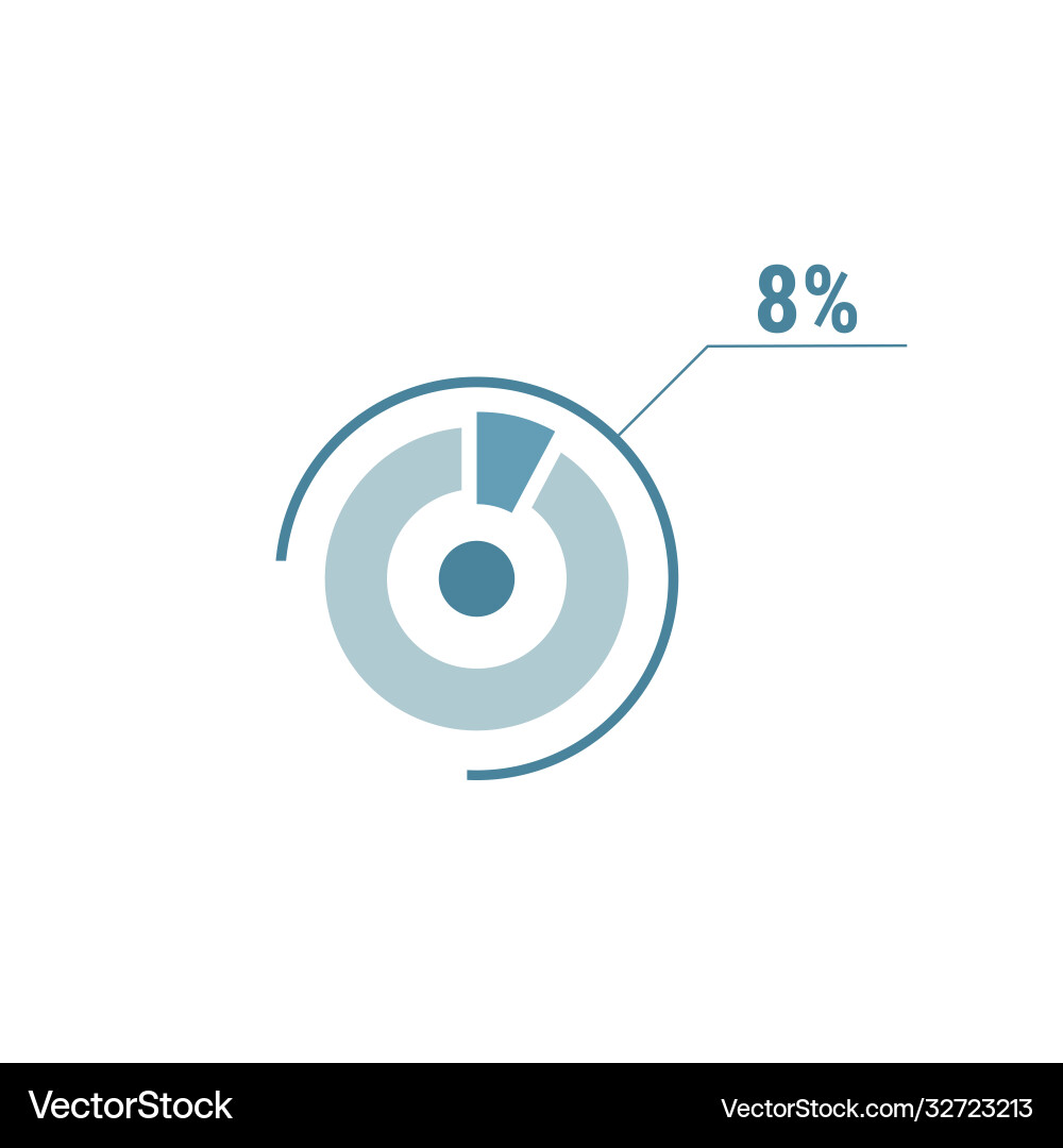 Percentage diagram graph 8 eight percent circle Vector Image