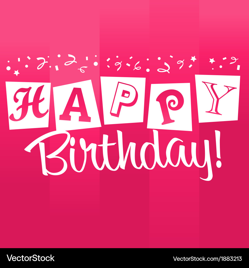 Pink birthday greeting card Royalty Free Vector Image