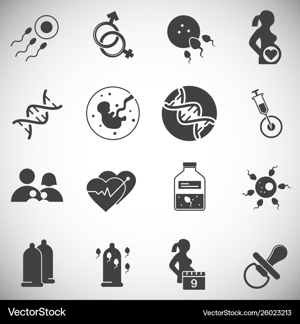 Reproduction related icons set on background Vector Image