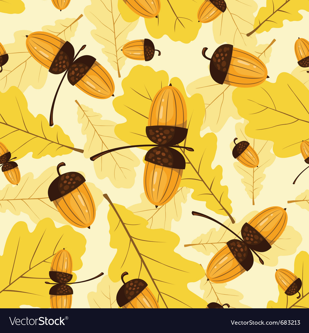 Seamless oak pattern Royalty Free Vector Image