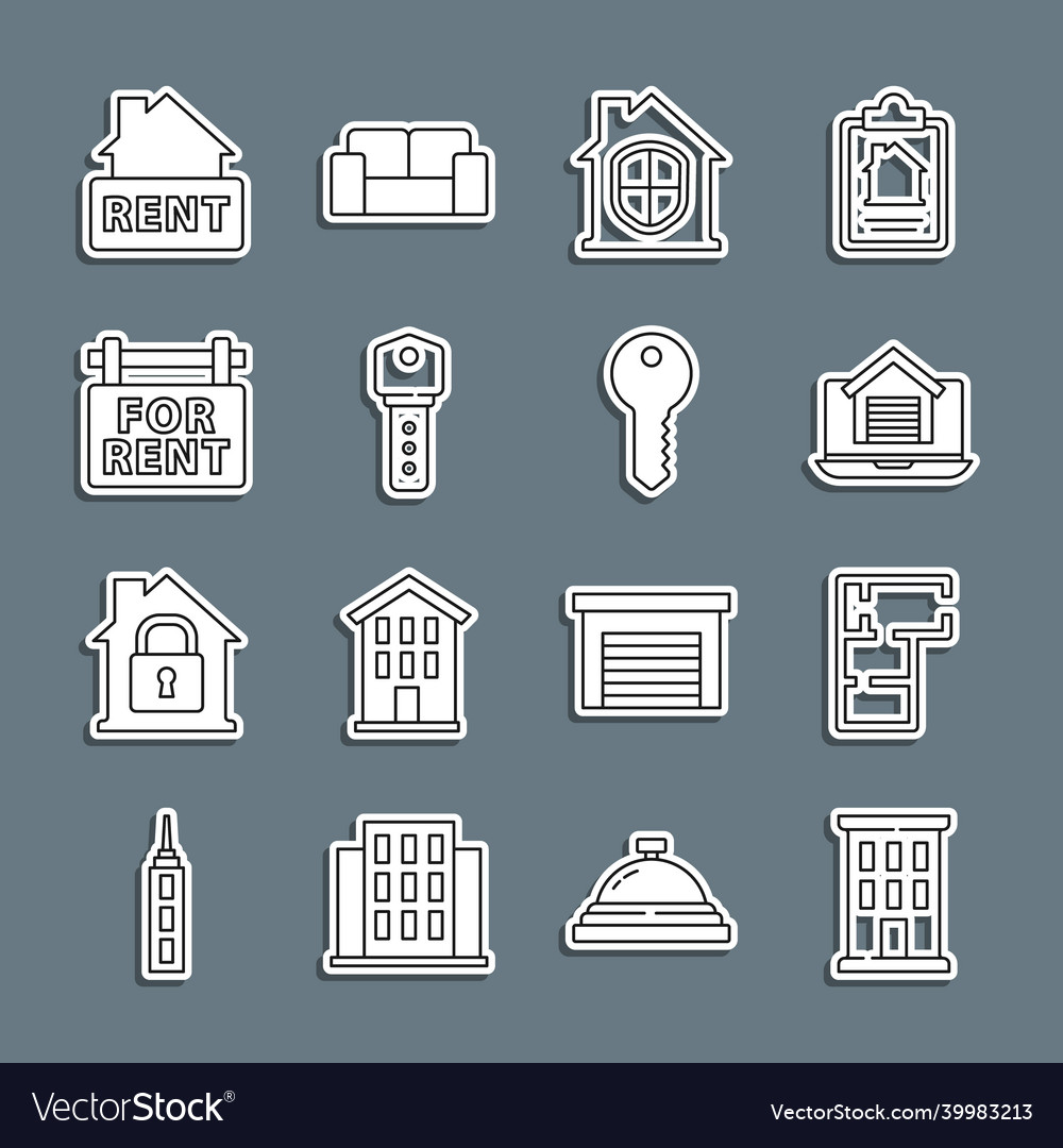 Set line house plan online real estate house Vector Image Set line house plan online real estate house Vector Image