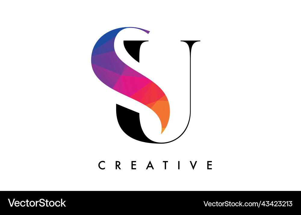 Su letter design with creative cut and colorful Vector Image