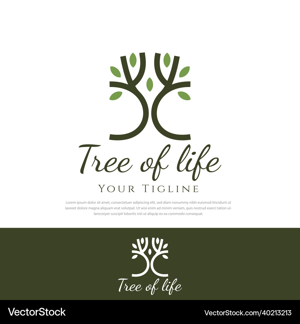 Tree of life logo clean leaf simple modern Vector Image