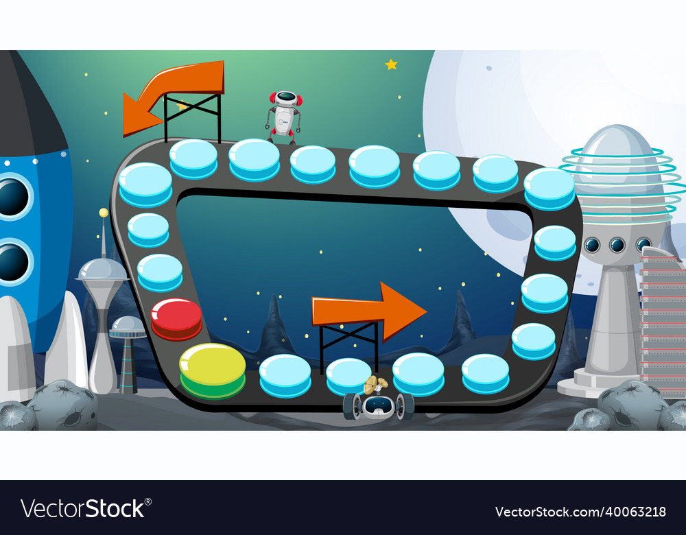 Board game template with space theme Royalty Free Vector