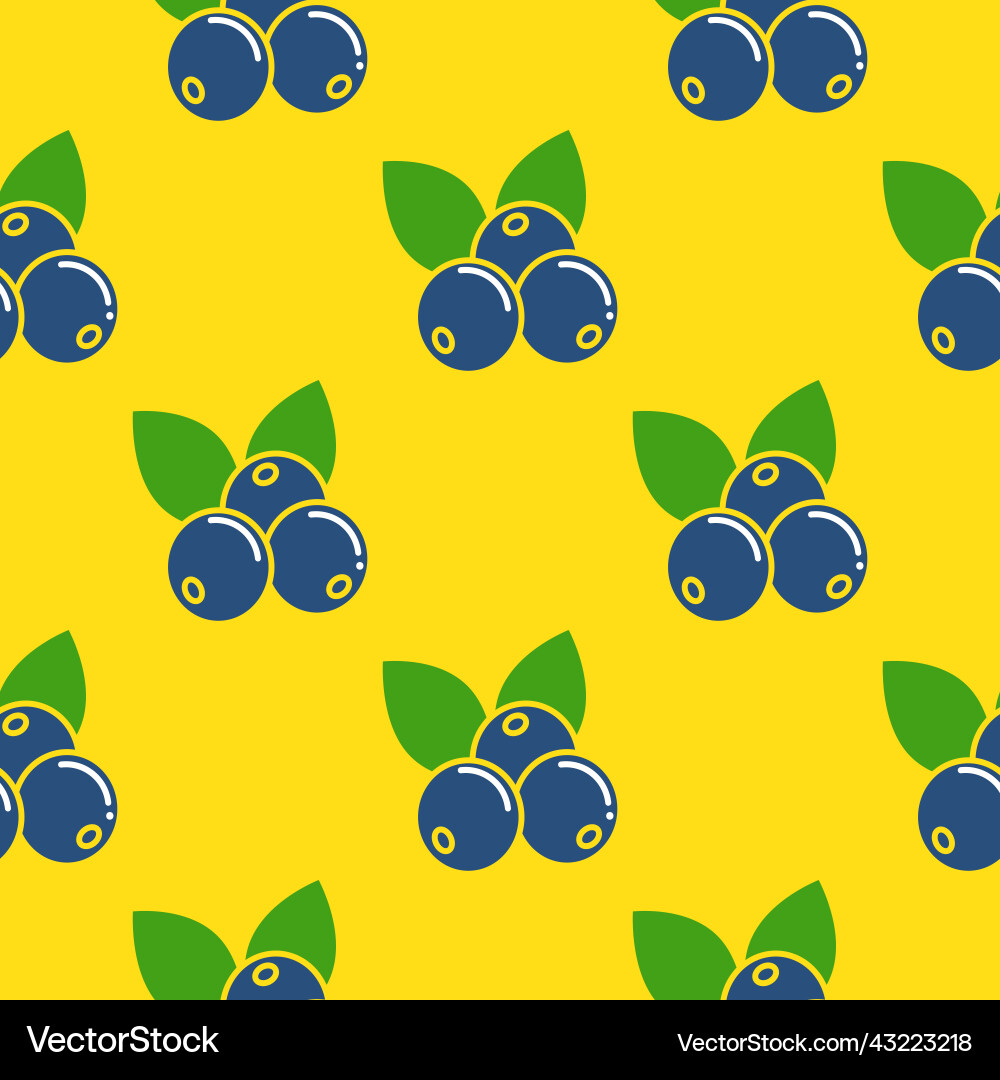 Bright yellow sunny background with blueberries Vector Image