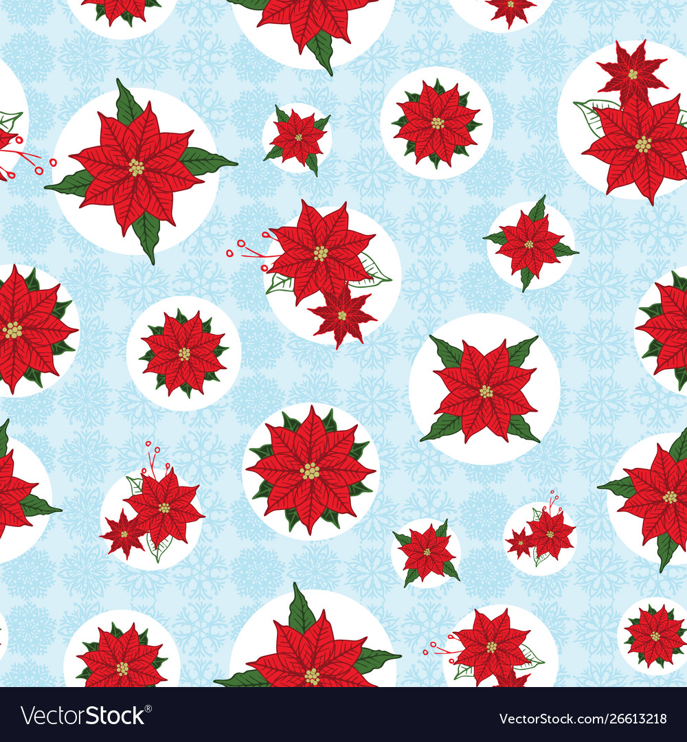 Christmas poinsettia and snowflakes Royalty Free Vector