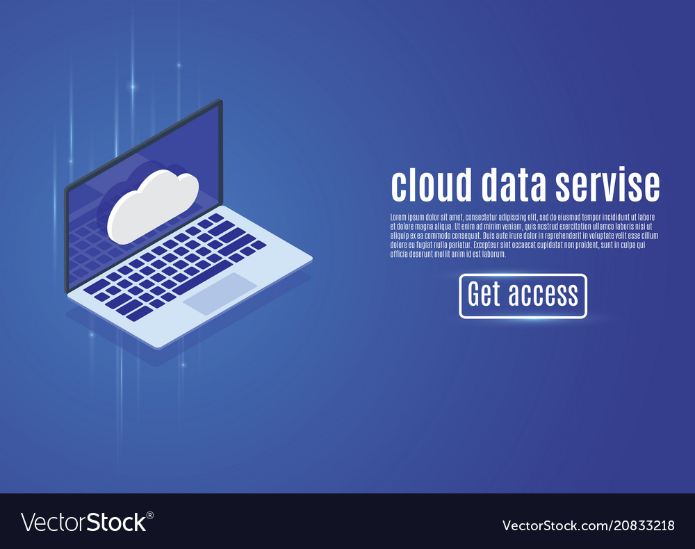 Cloud Data Storage Web Hosting Isometric Server Vector Image