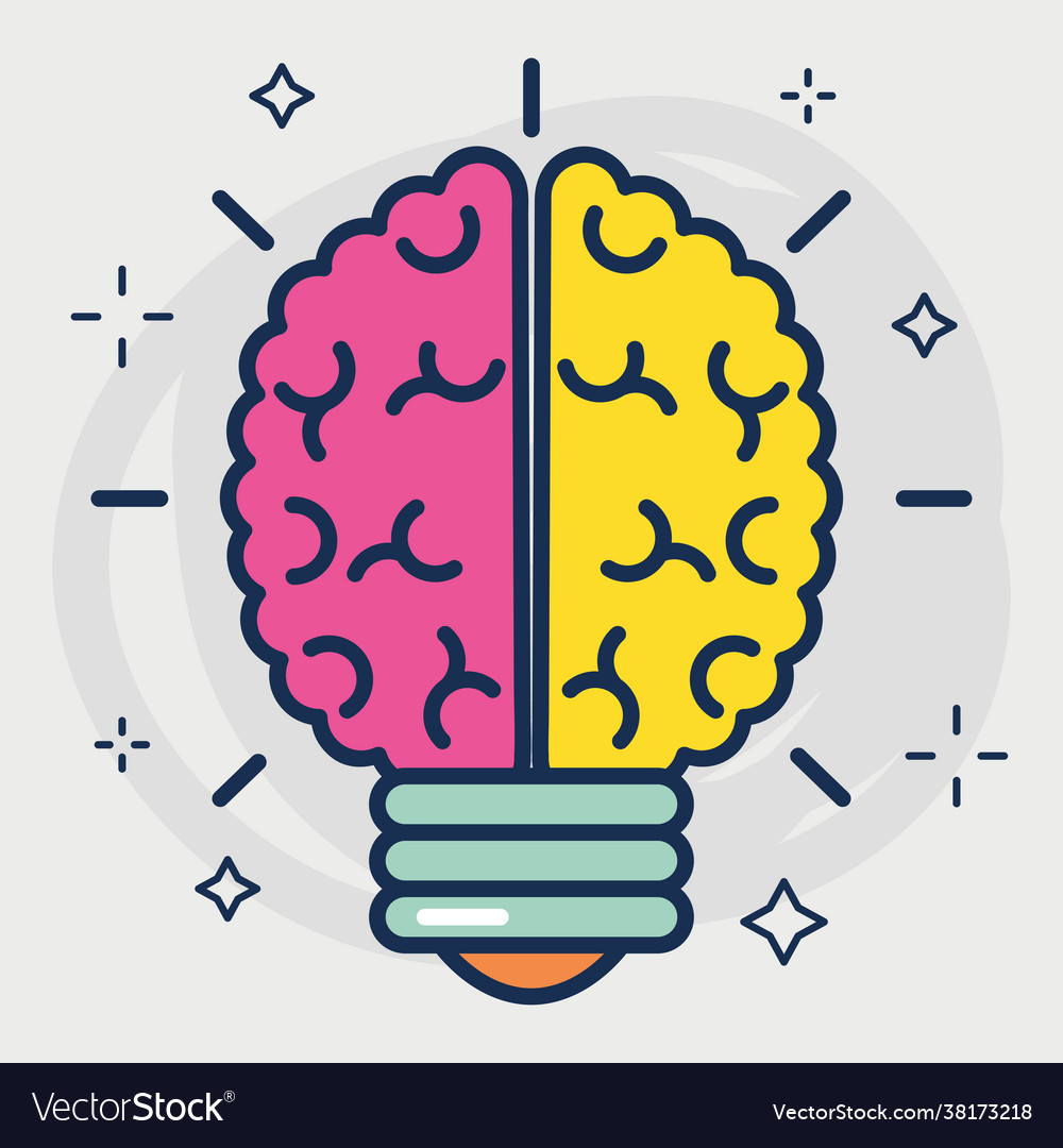Colorful brain bulb Royalty Free Vector Image - VectorStock