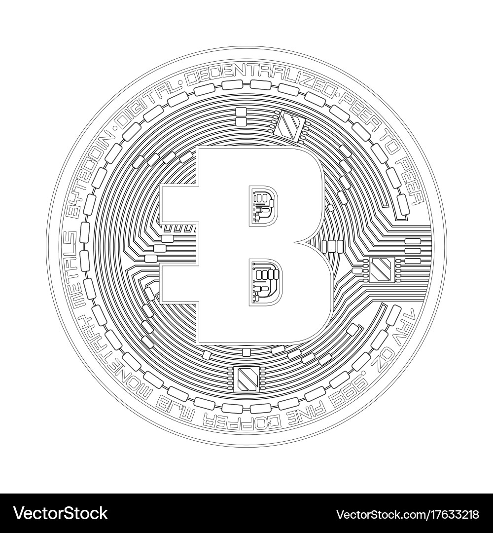 Crypto currency bytecoin black and white symbol Vector Image