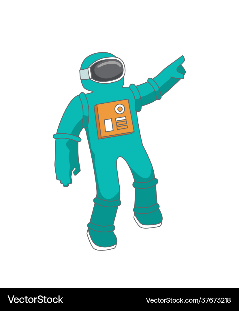 Cute spaceman is pointing a finger to sky Vector Image
