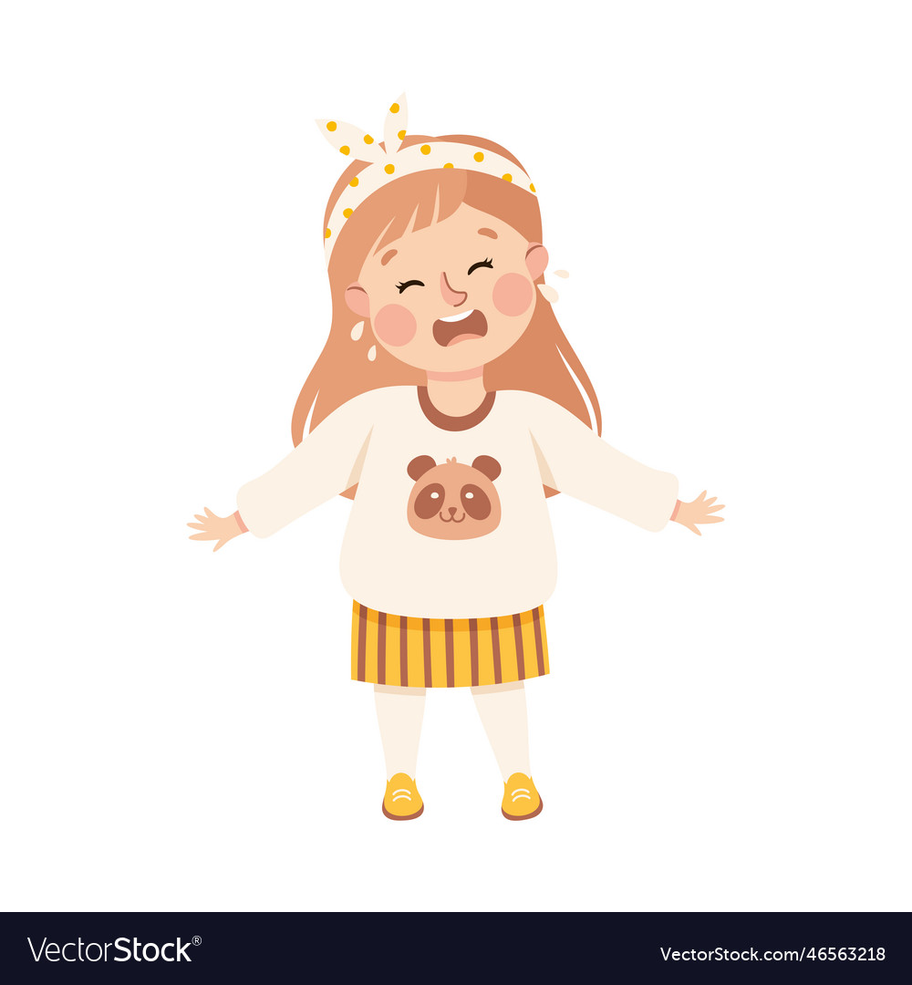 Cute upset little girl crying adorable unhappy Vector Image Cute upset little girl crying adorable unhappy Vector Image