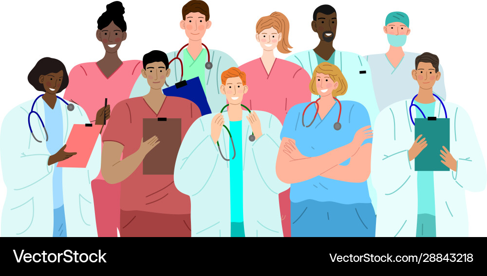 Diverse group doctors friendly medical staff Vector Image