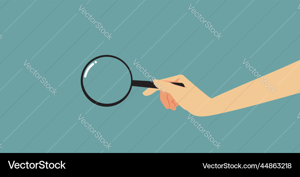 Hand holding a magnifying glass cartoon Royalty Free Vector