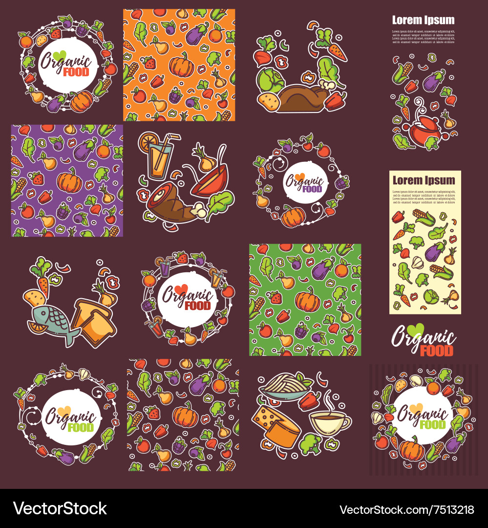Large organic food collection Royalty Free Vector Image