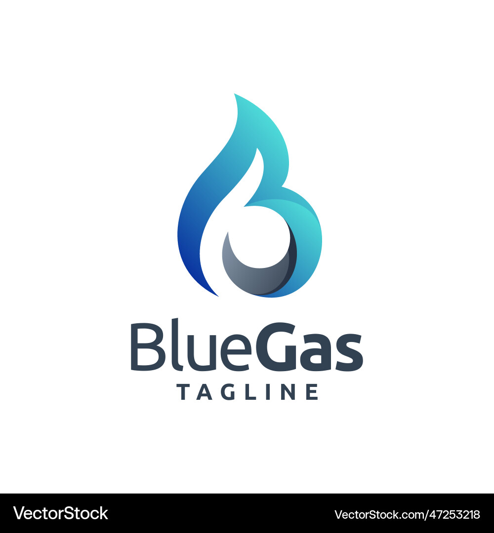 Letter b blue gas logo blue fire logo Royalty Free Vector