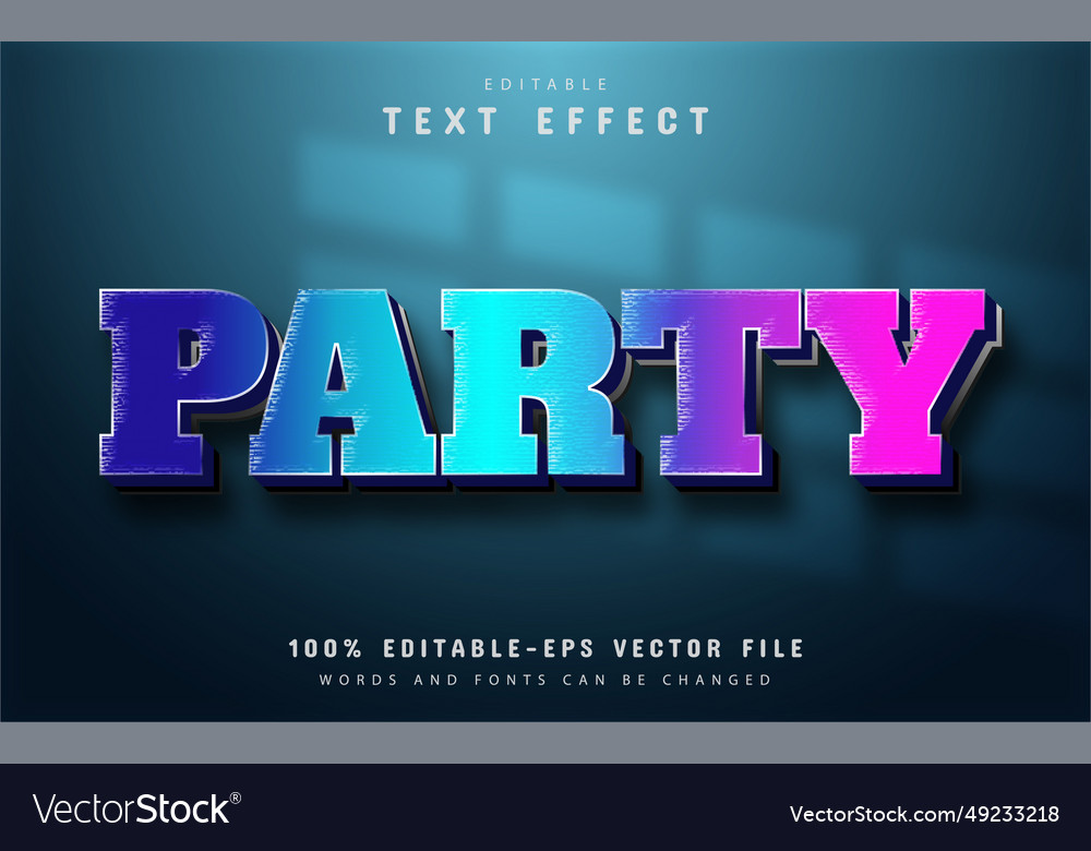 Party text effect with gradient Royalty Free Vector Image