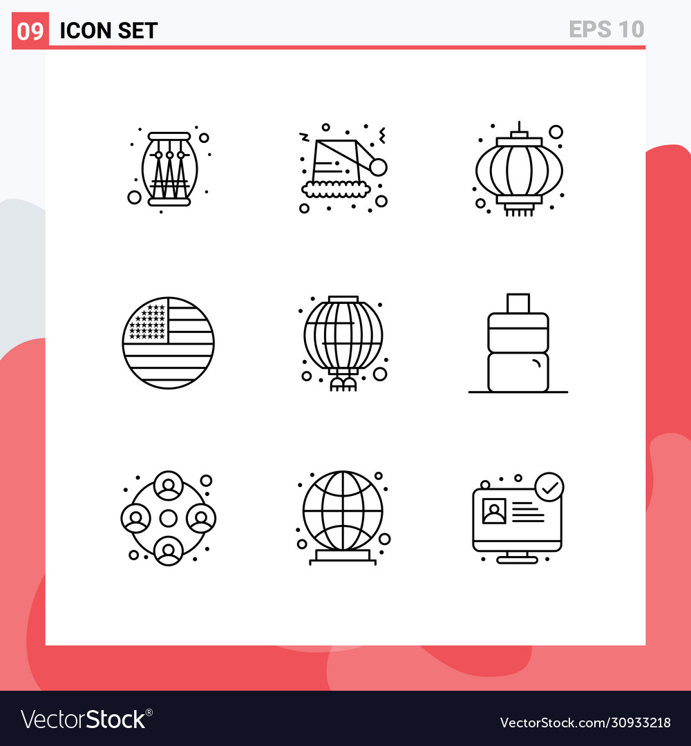 Set 9 modern ui icons symbols signs for Royalty Free Vector