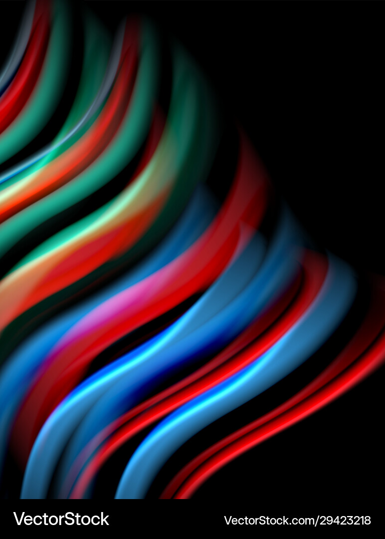 Silk smooth lines on black liquid fluid color Vector Image