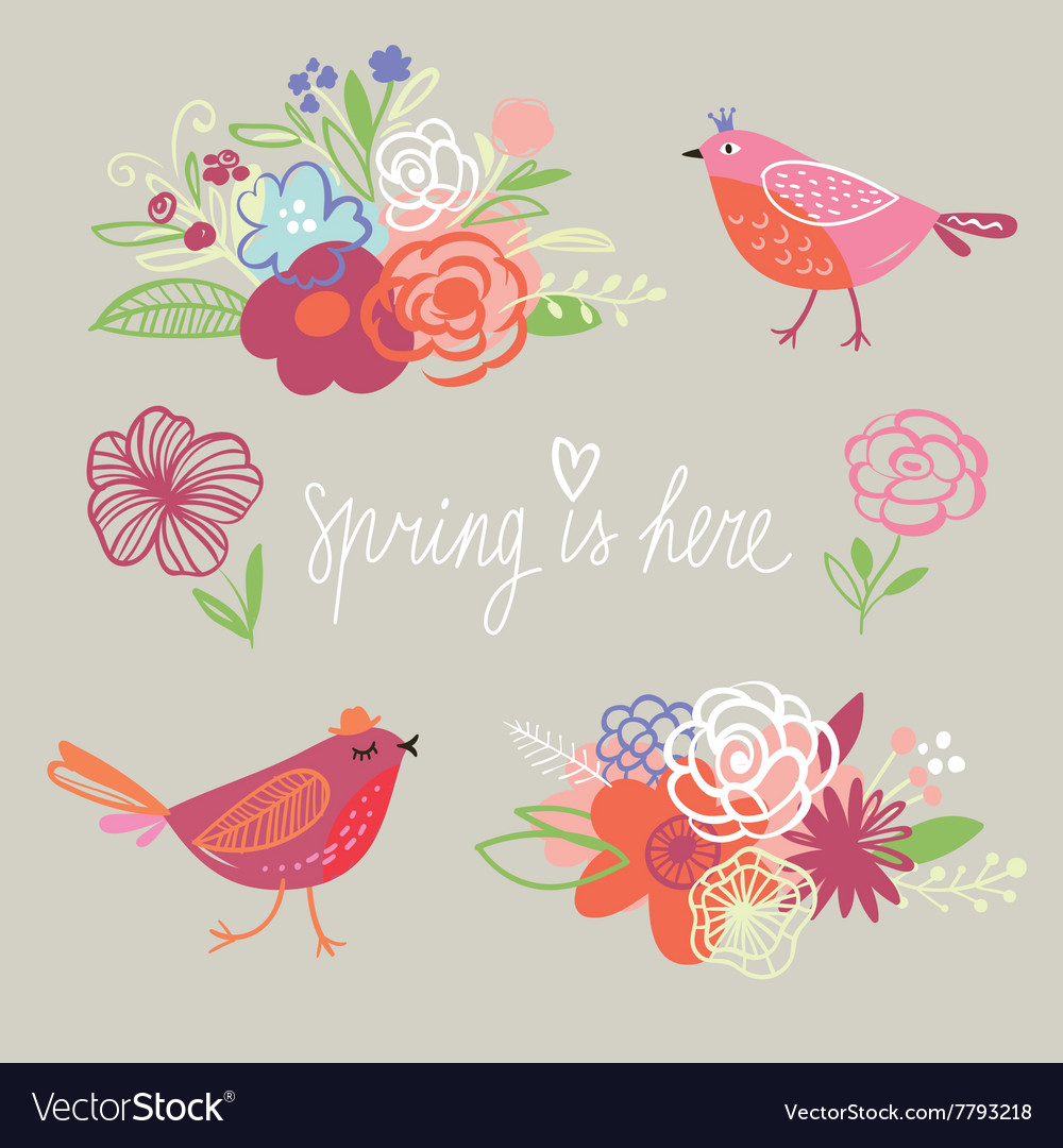 Spring collection handwritten elements Royalty Free Vector