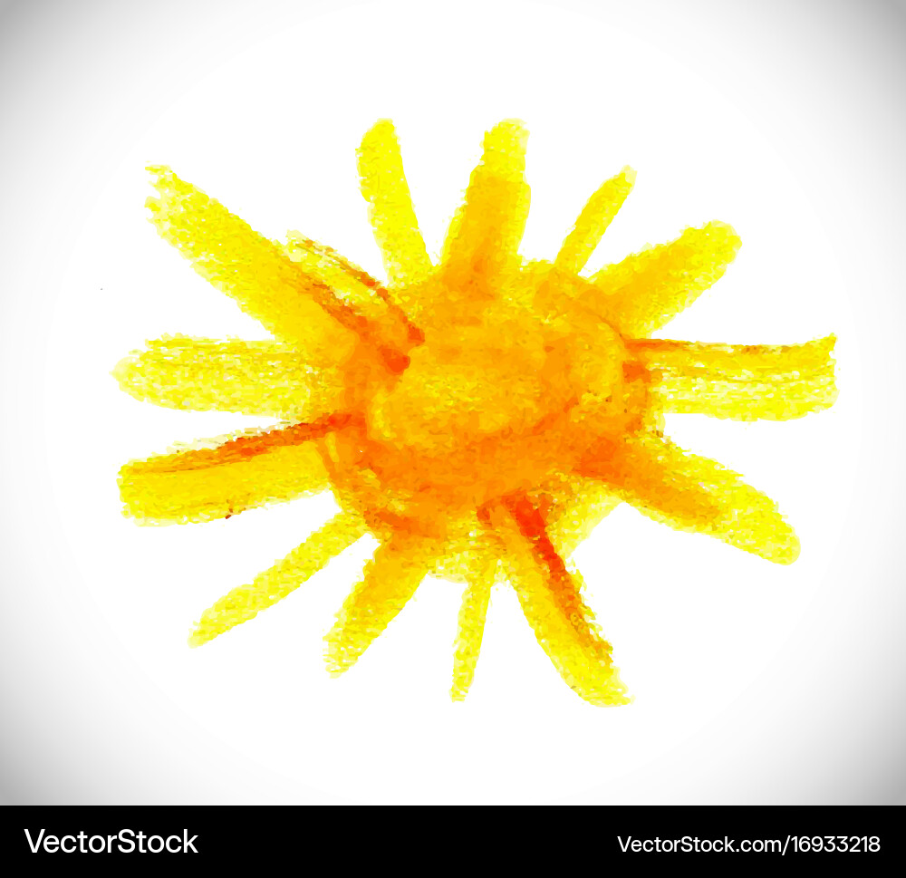 The sun hand draw watercolor Royalty Free Vector Image