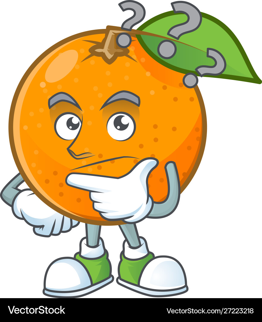 Thinking fresh orange with cartoon mascot shape Vector Image