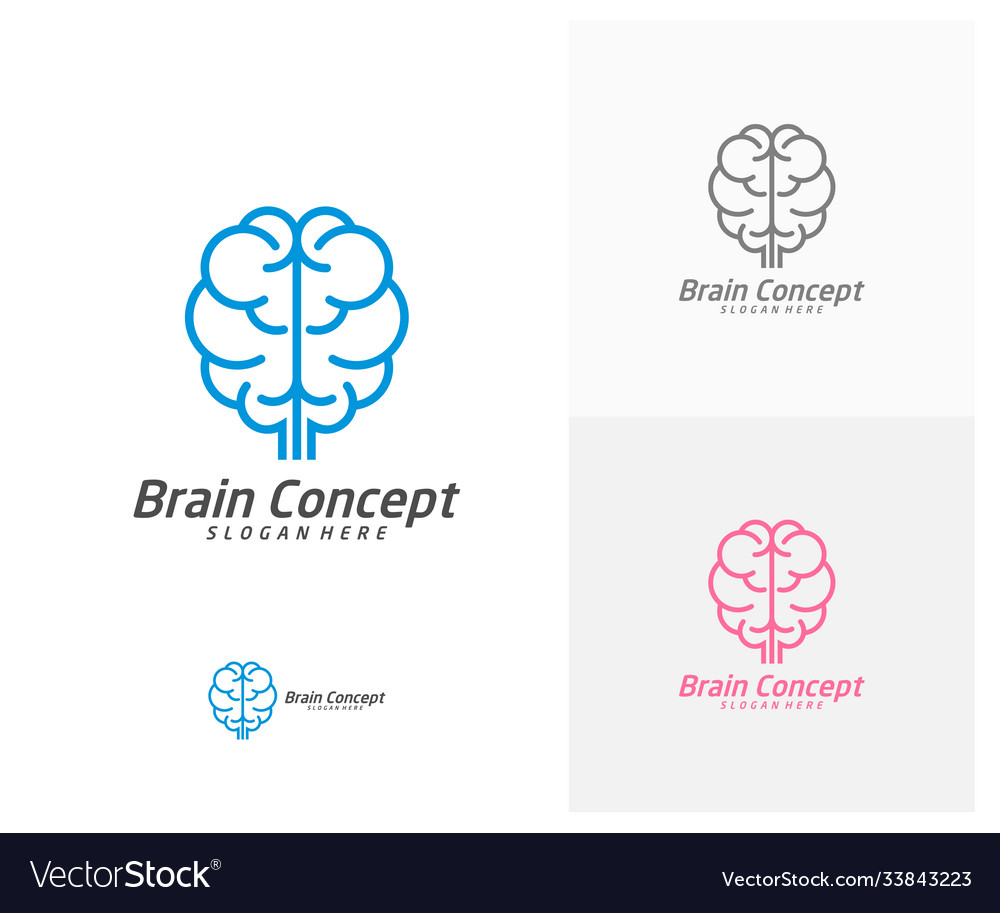 Brain logo design template think idea concept Vector Image