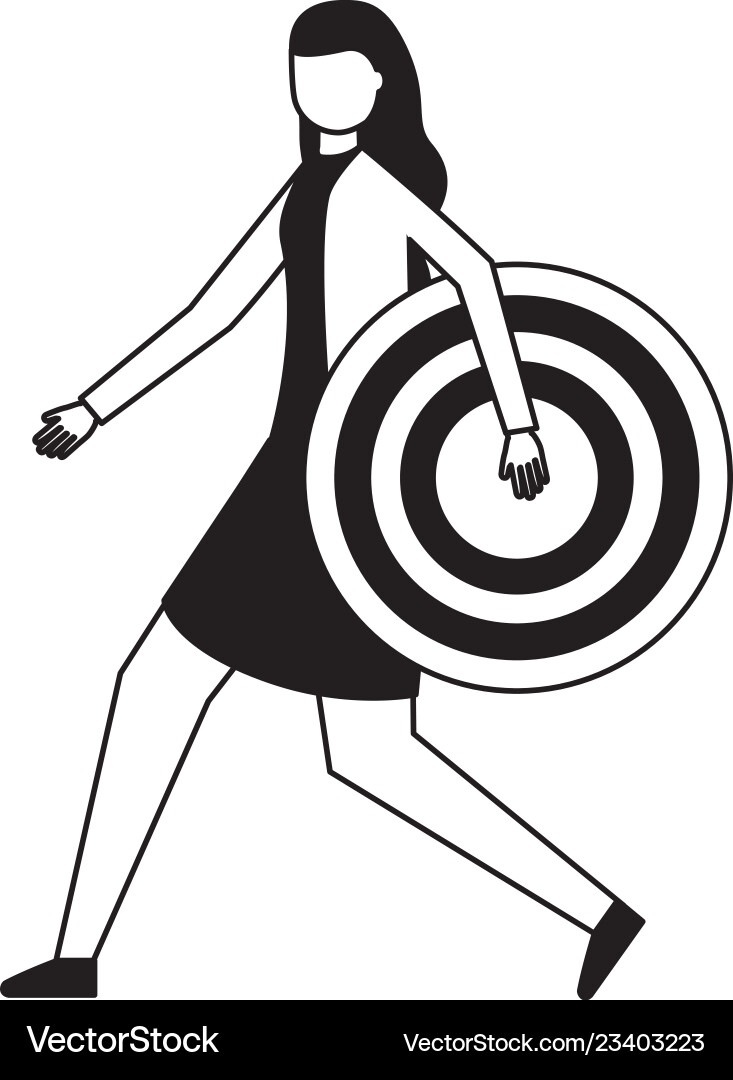 Business woman holding target Royalty Free Vector Image