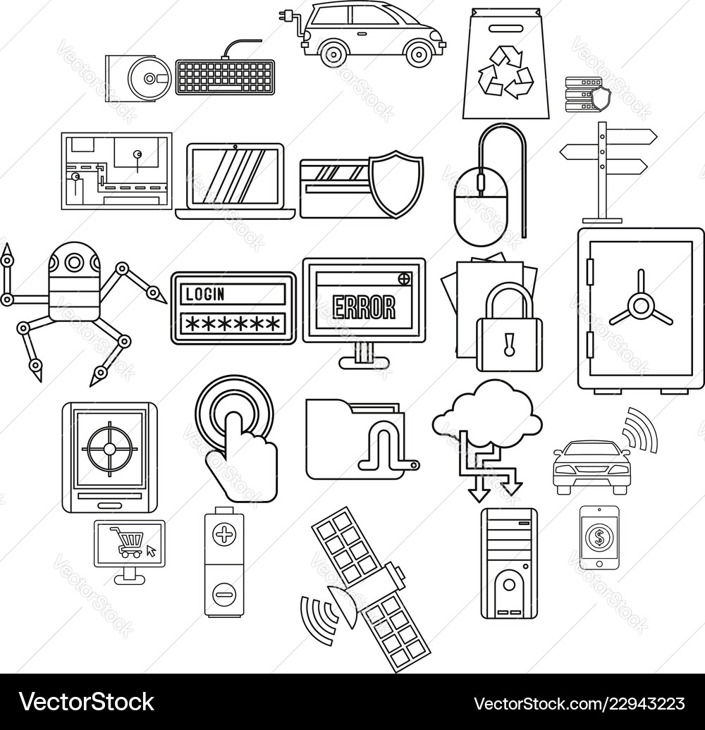 Change in technology icons set outline style Vector Image