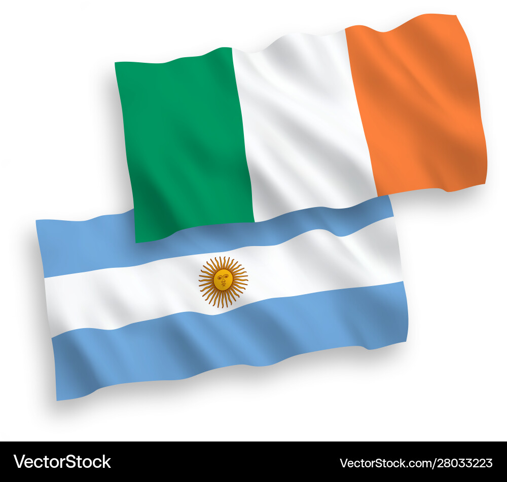 Flags ireland and argentina on a white Royalty Free Vector
