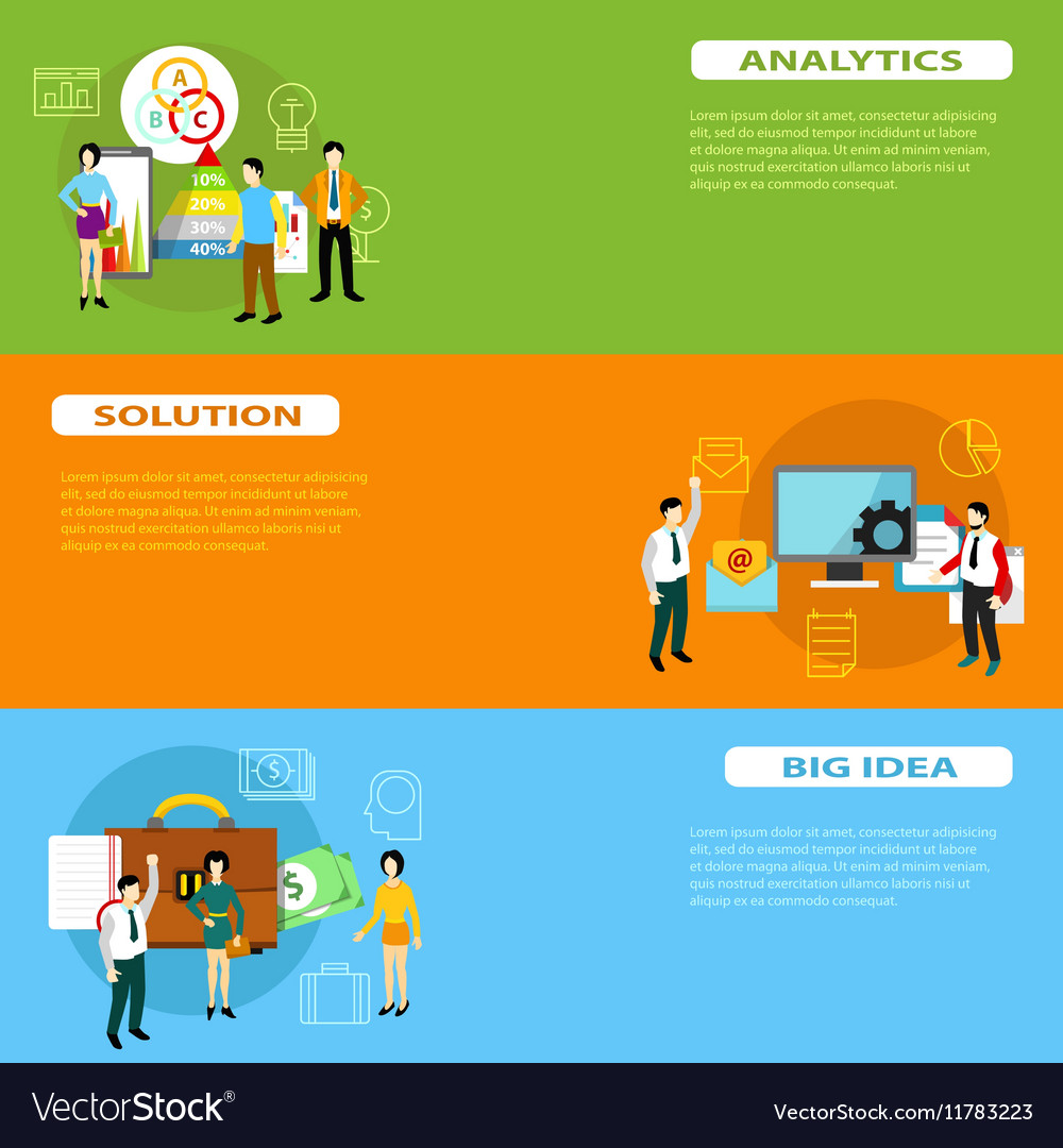 Flat design banners concept with people and icons Vector Image