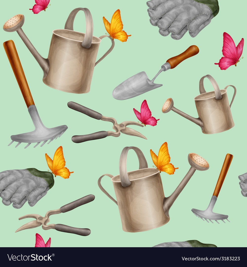 Garden tools seamless pattern Royalty Free Vector Image