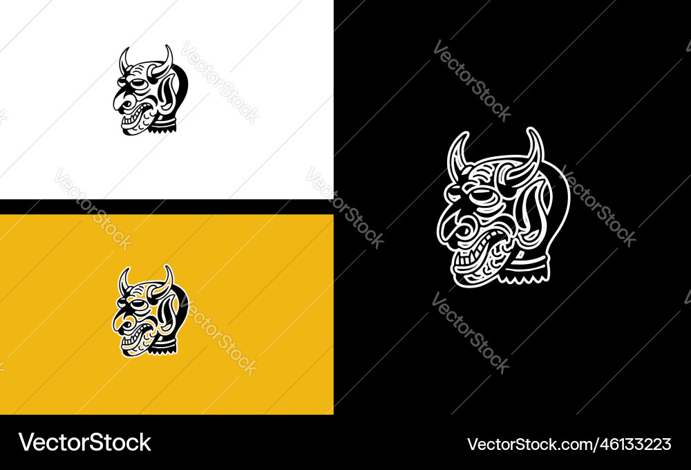 Head devil with horn outline design Royalty Free Vector