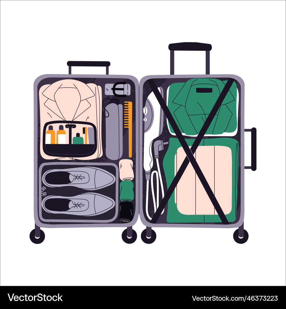 Open suitcase luggage for business trip ordered Vector Image