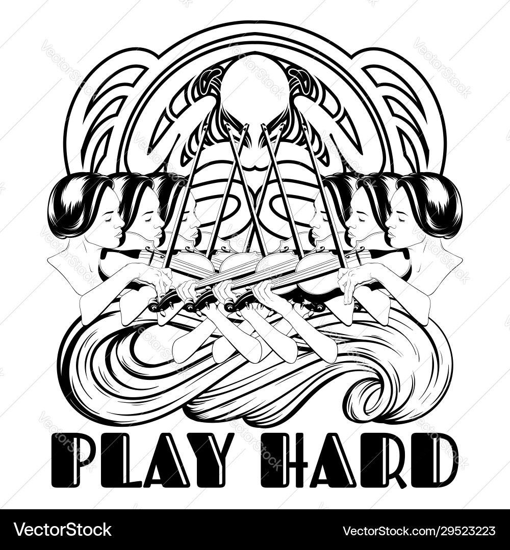 Play hard hand drawn woman Royalty Free Vector Image
