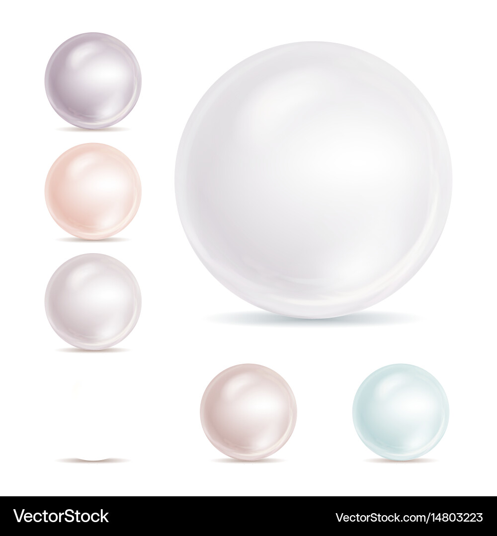 Realistic pearls isolated set 3d shiny Royalty Free Vector
