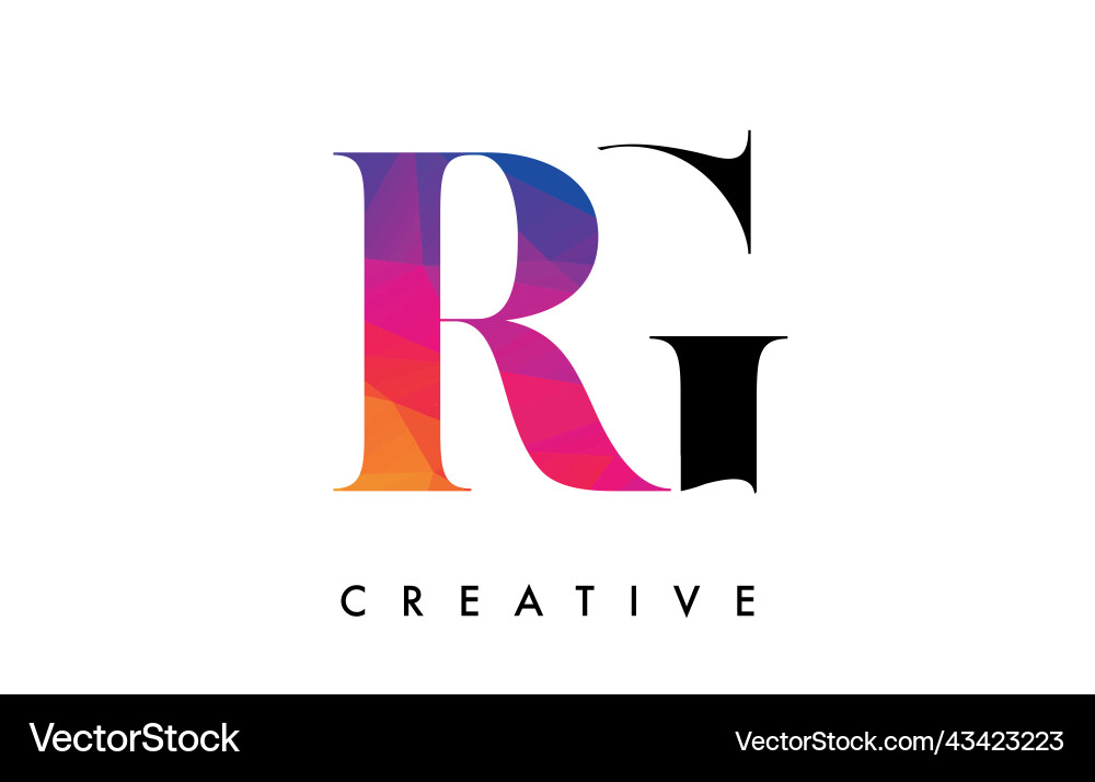 Rg letter design with creative cut and colorful Vector Image