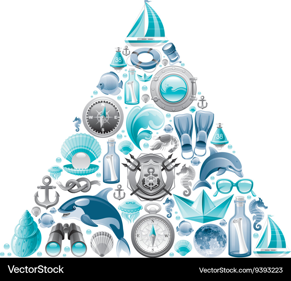 Sea summer travel triangle design icon set Vector Image