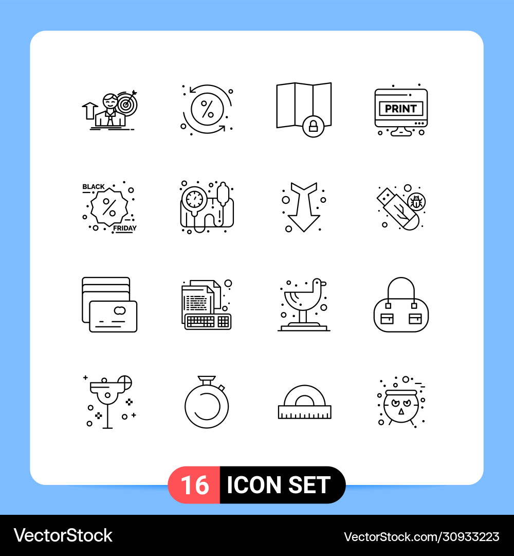 Set 16 commercial outlines pack for black Vector Image