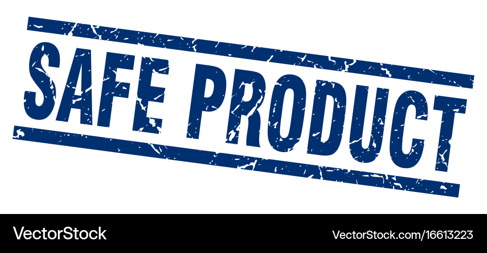 Square grunge blue safe product stamp Royalty Free Vector